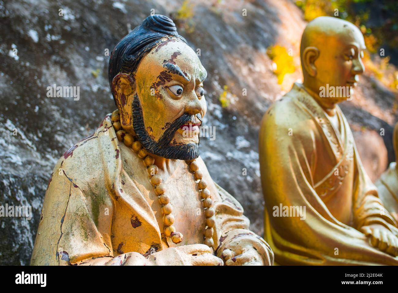 Beautiful buddha statue unique close shot. Golden sculpture ...