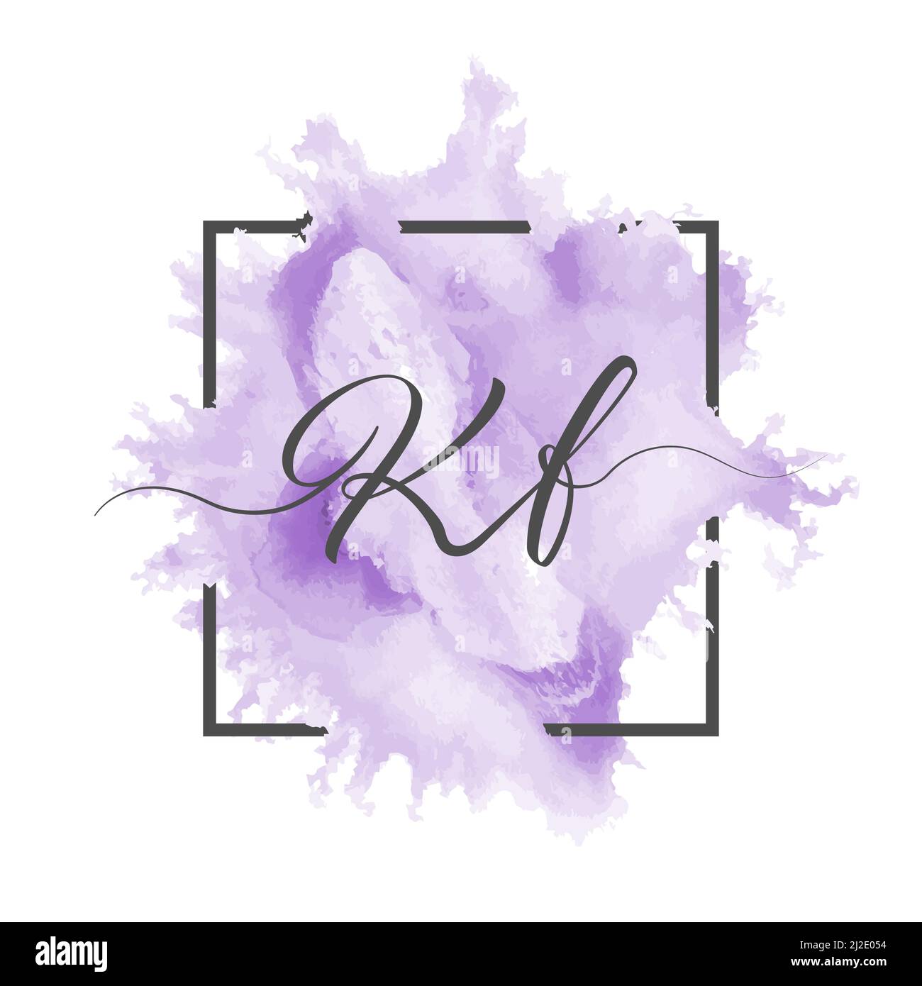 Calligraphic lowercase letters K and F are written in a solid line on a ...