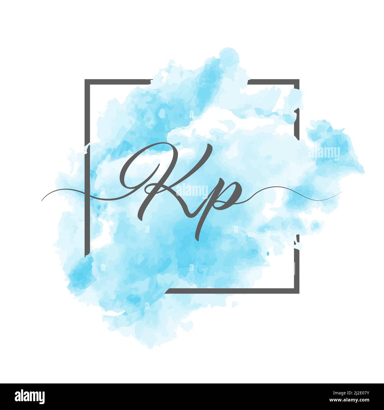 Calligraphic lowercase letters K and P are written in a solid line on a ...