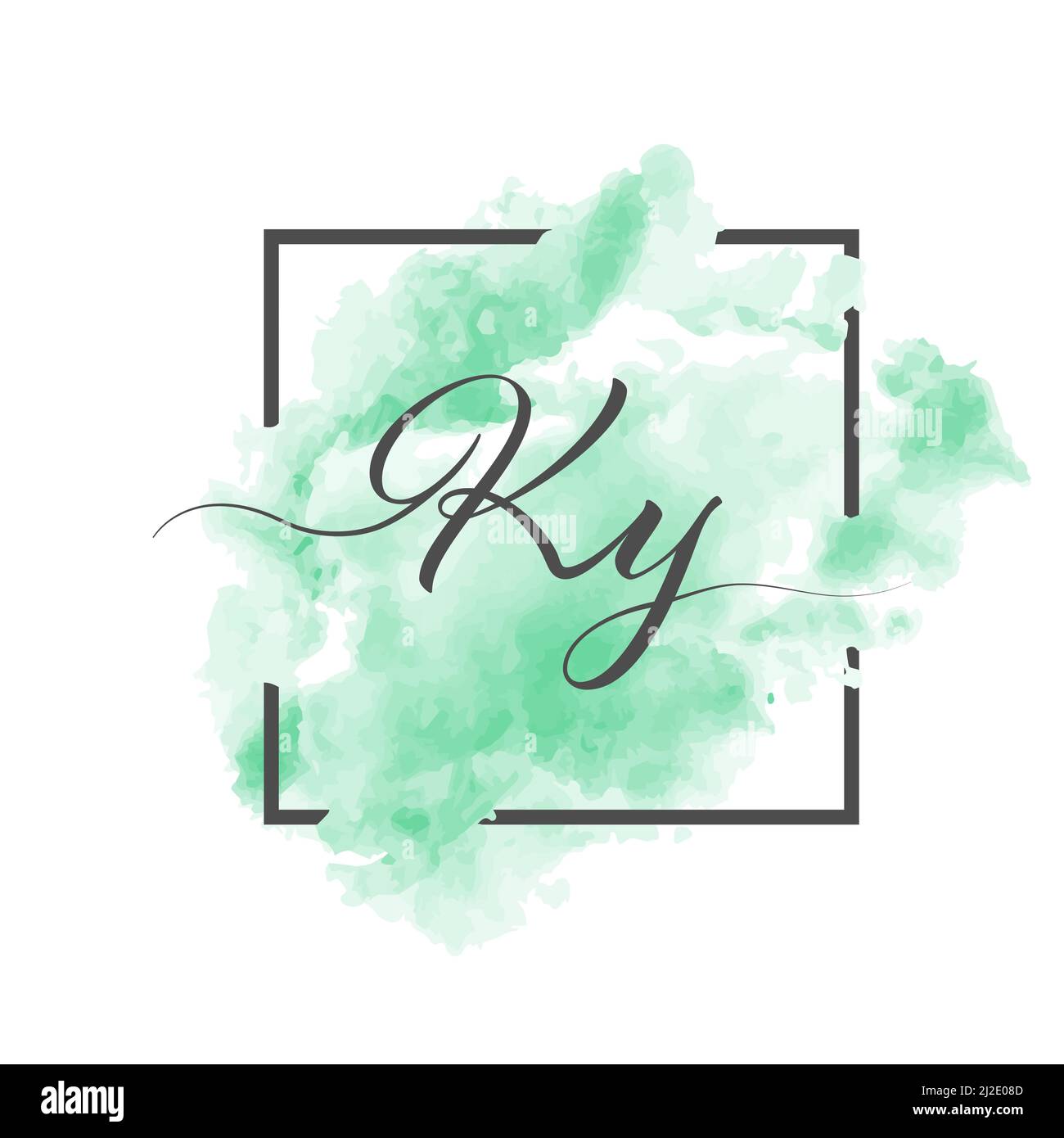 Calligraphic lowercase letters K and A are written in a solid line on a ...