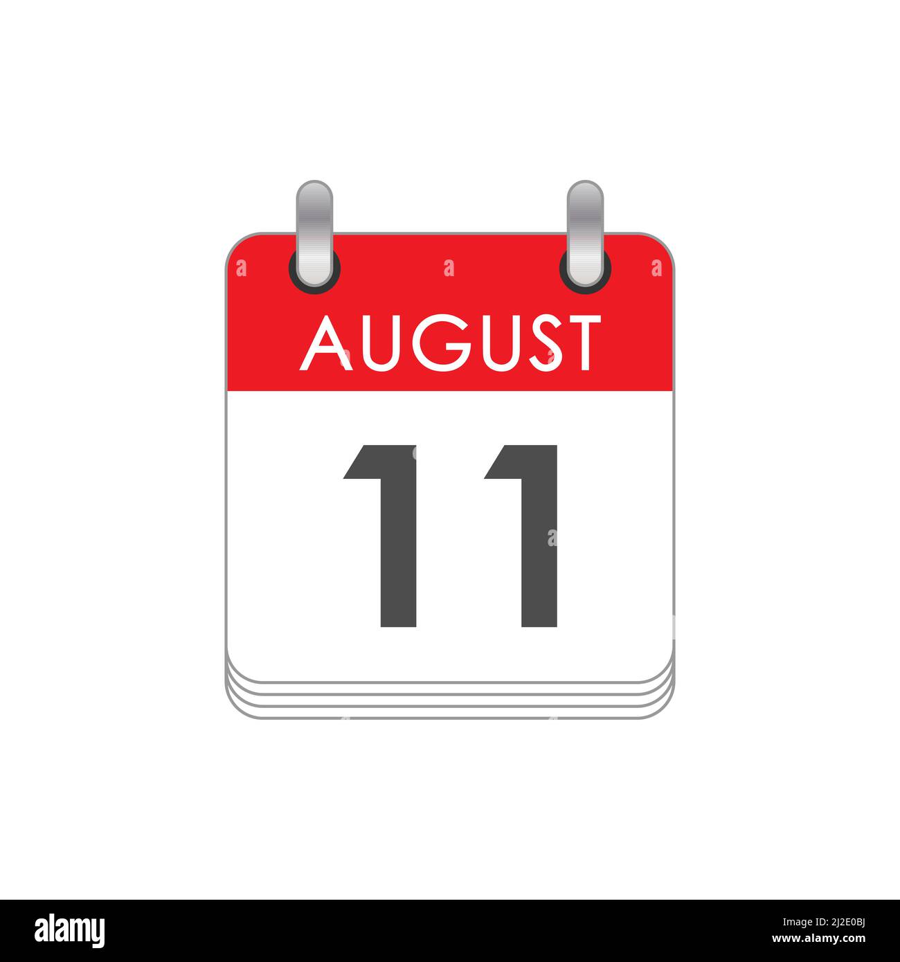August 11. A leaf of the flip calendar with the date of August 11. Flat ...