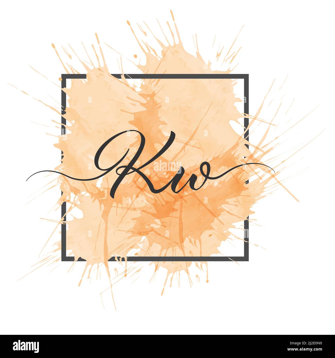 Calligraphic lowercase letters K and W are written in a solid line on a ...