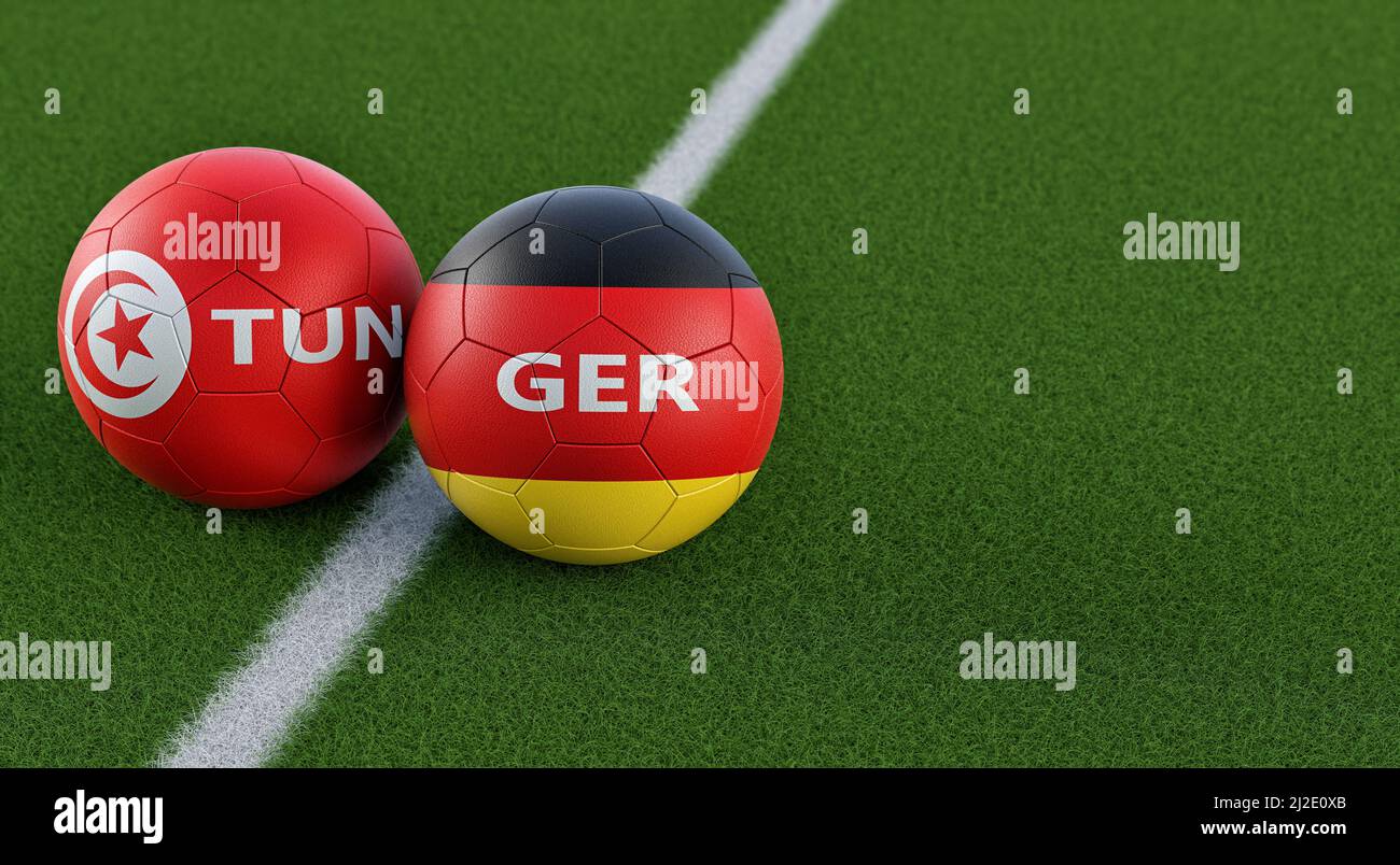Germany vs. Tunisia Soccer match - Soccer balls in Germany and Tunisia ...