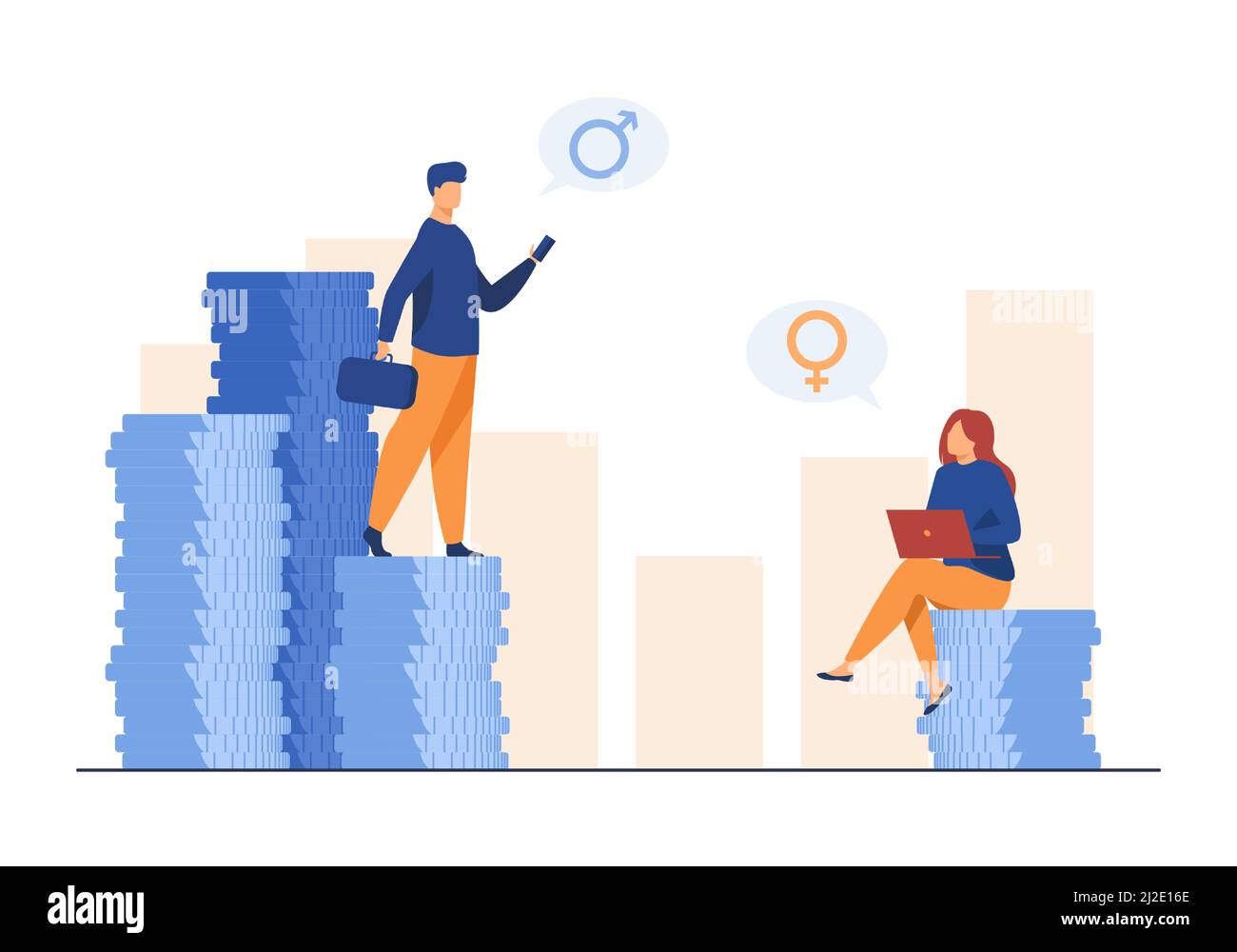 Earnings gender discrimination. Man and woman getting different salary ...