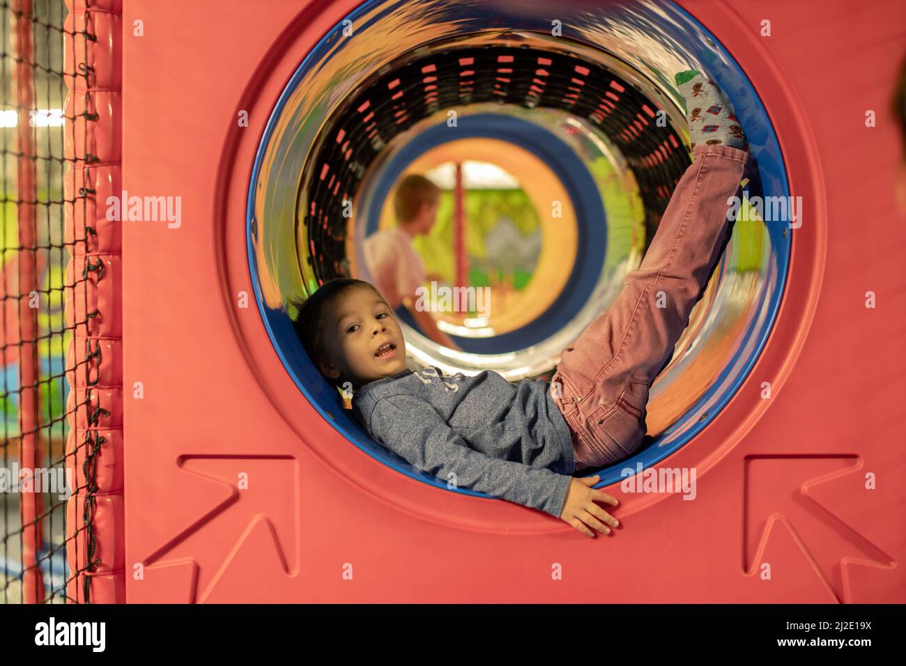 Cute child plays in play center in Prague, Czech Republic Stock Photo ...