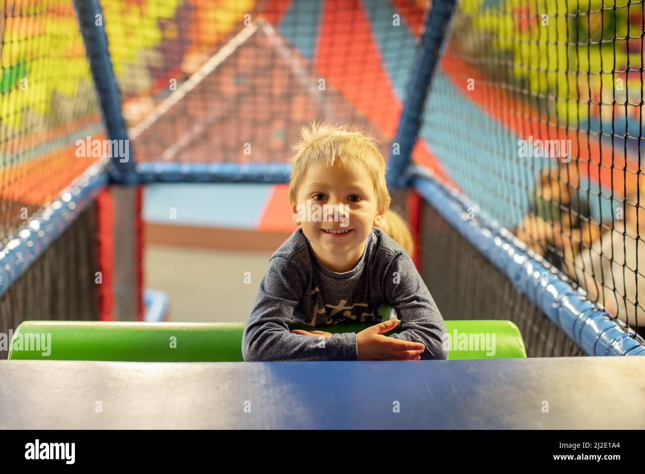 Cute child plays in play center in Prague, Czech Republic Stock Photo ...