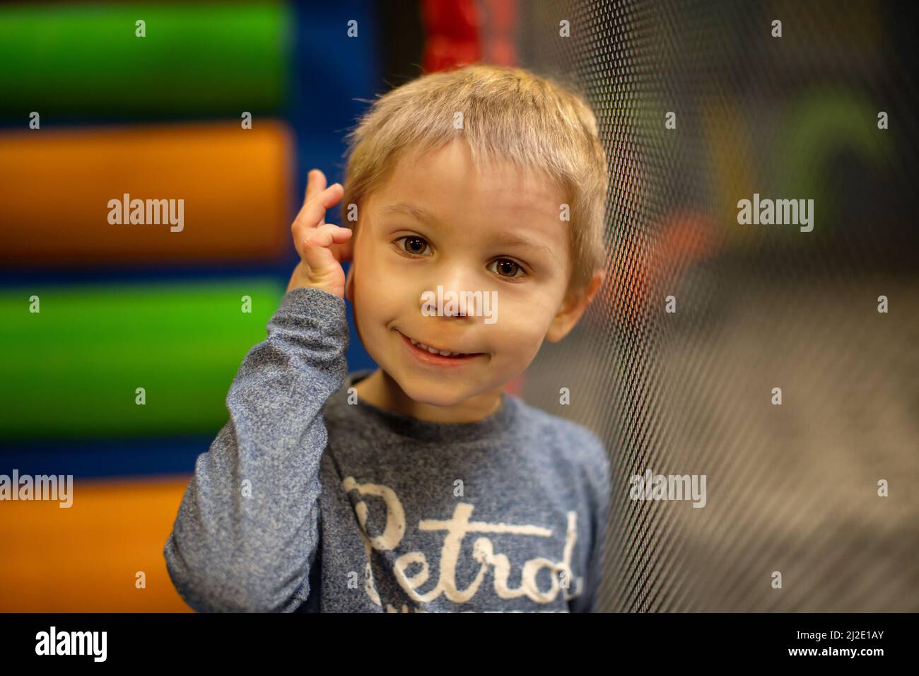 Cute child plays in play center in Prague, Czech Republic Stock Photo ...