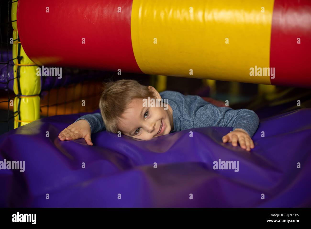 Cute child plays in play center in Prague, Czech Republic Stock Photo ...