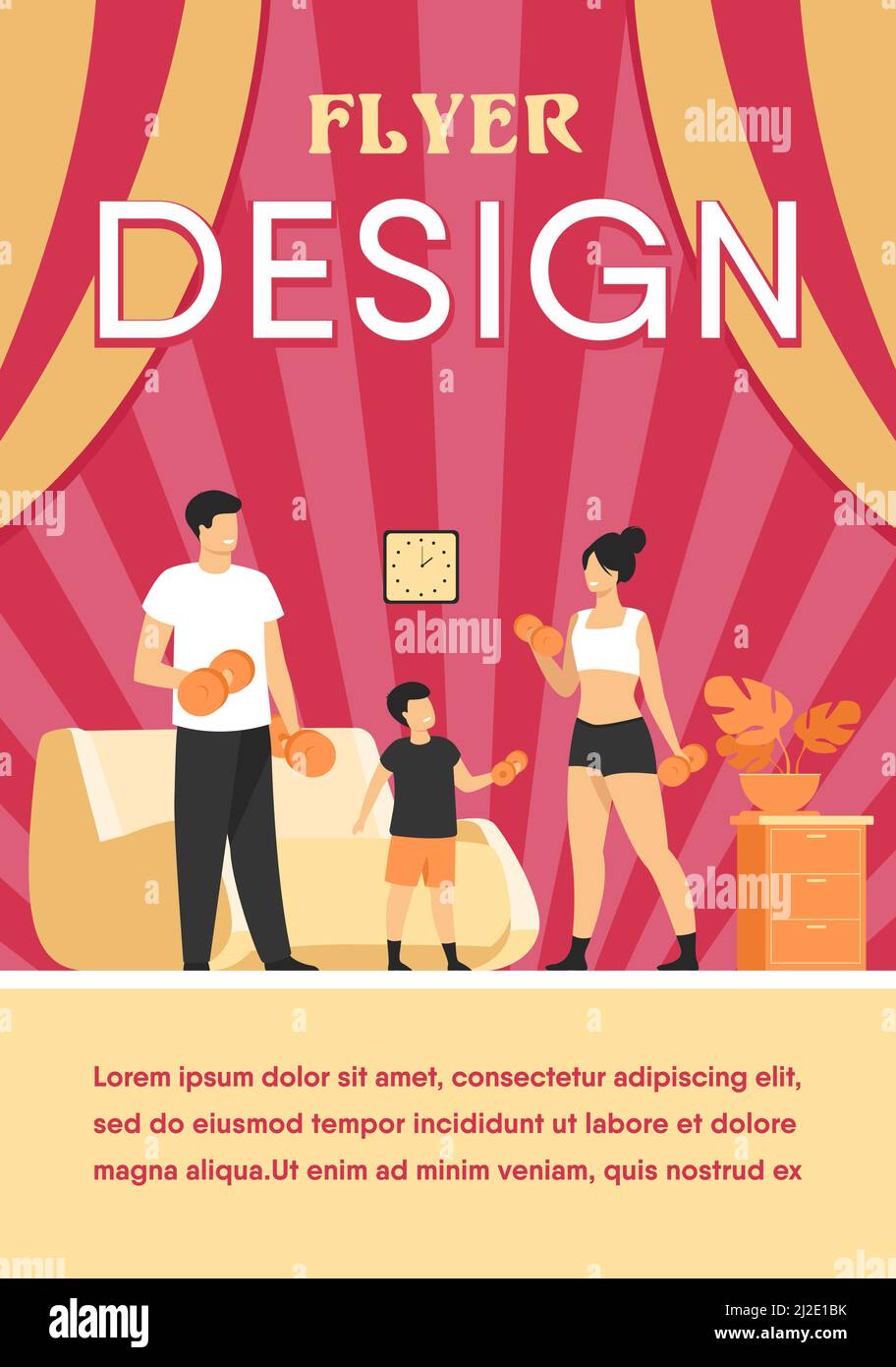 Family sport activity concept. Parents and child lifting weight ...