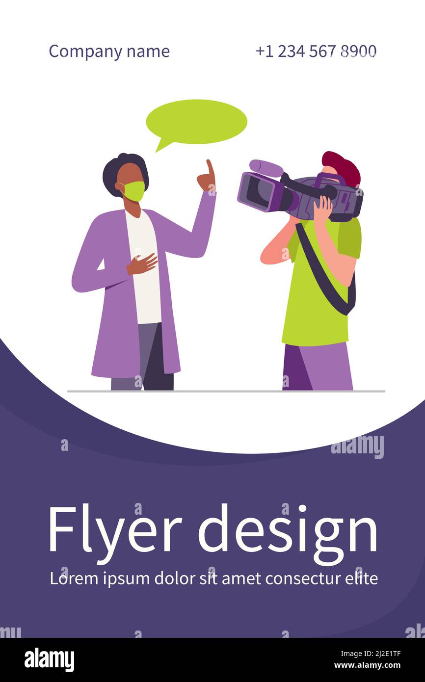 Doctor in medical coat and mask speaking at camera. Scientist, operator ...