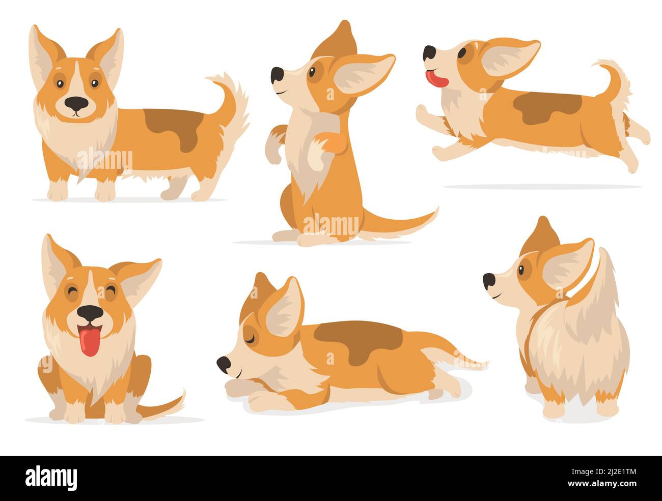 Friendly corgi set. Cartoon pet expressing different emotions, comic ...