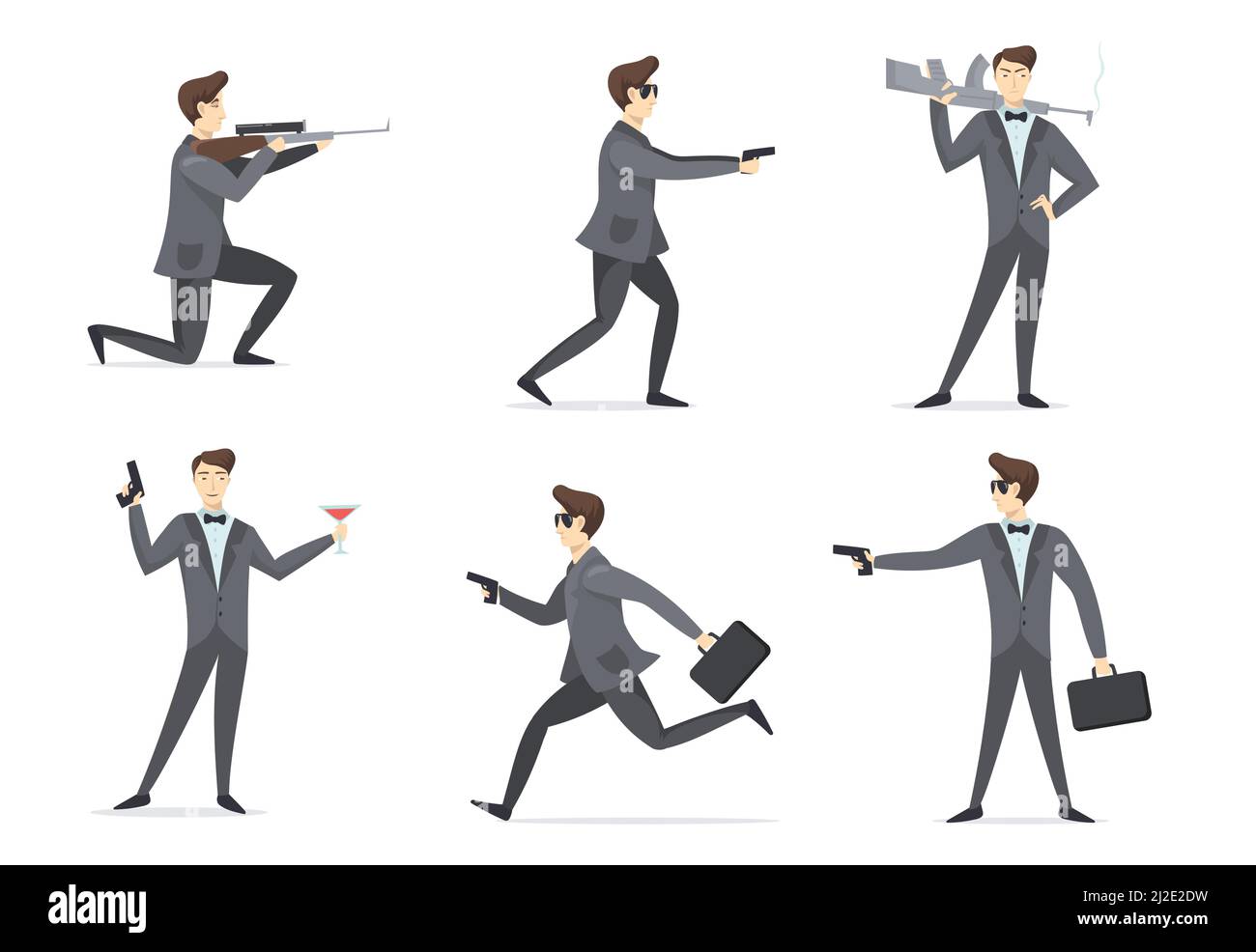 Emissary man adventures set. Secret spy agent aiming weapon, using gun ...
