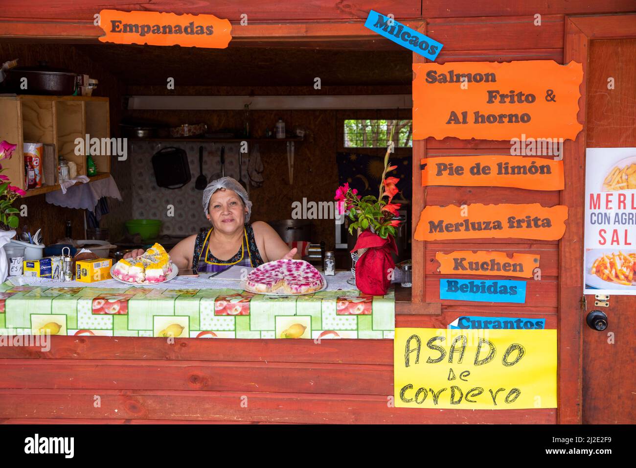 Chile, 25-01-2020 , typical food market in Hornopiren in Patagonia ...