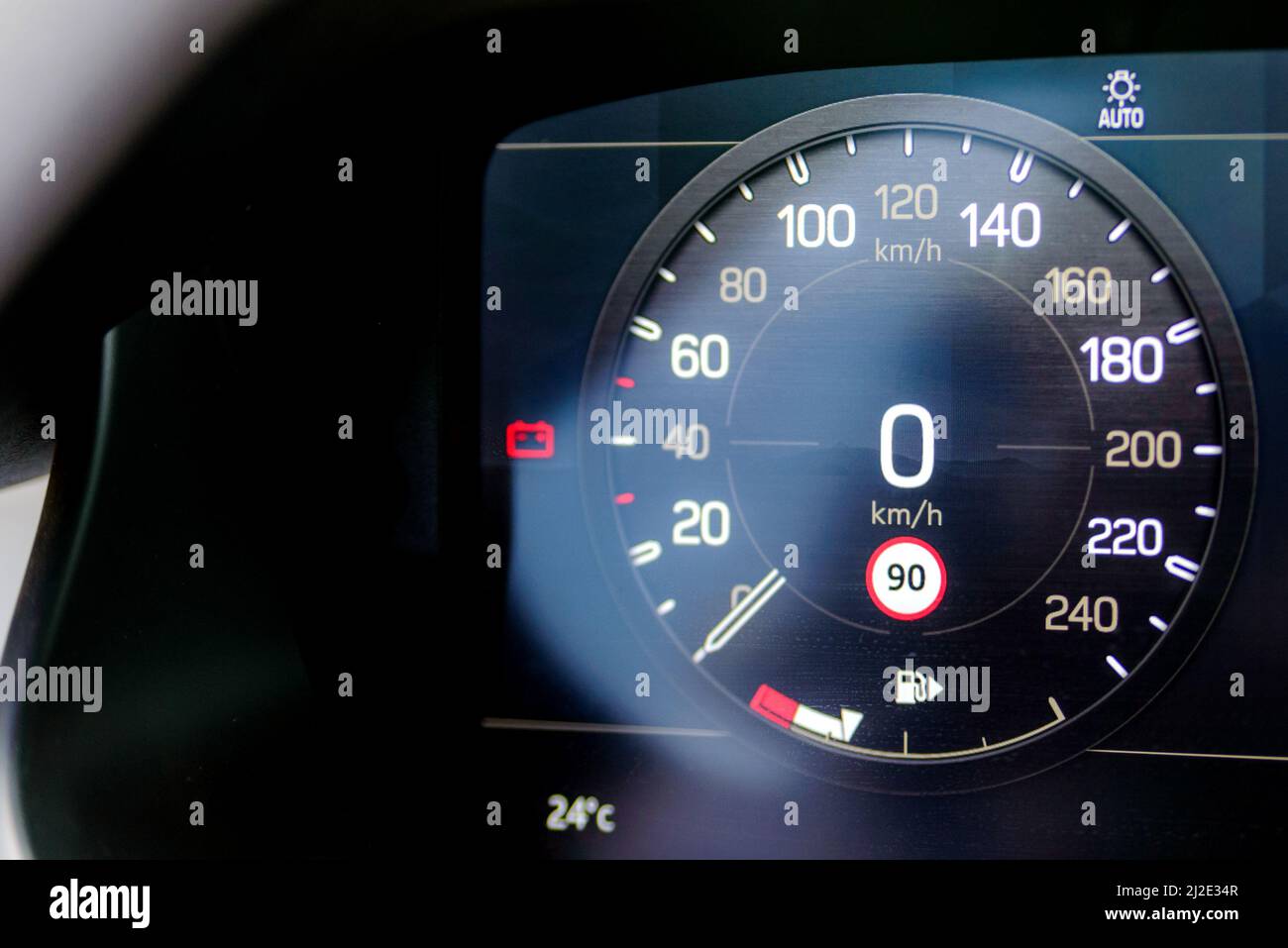 Close-up of car speedometer, control display Stock Photo - Alamy