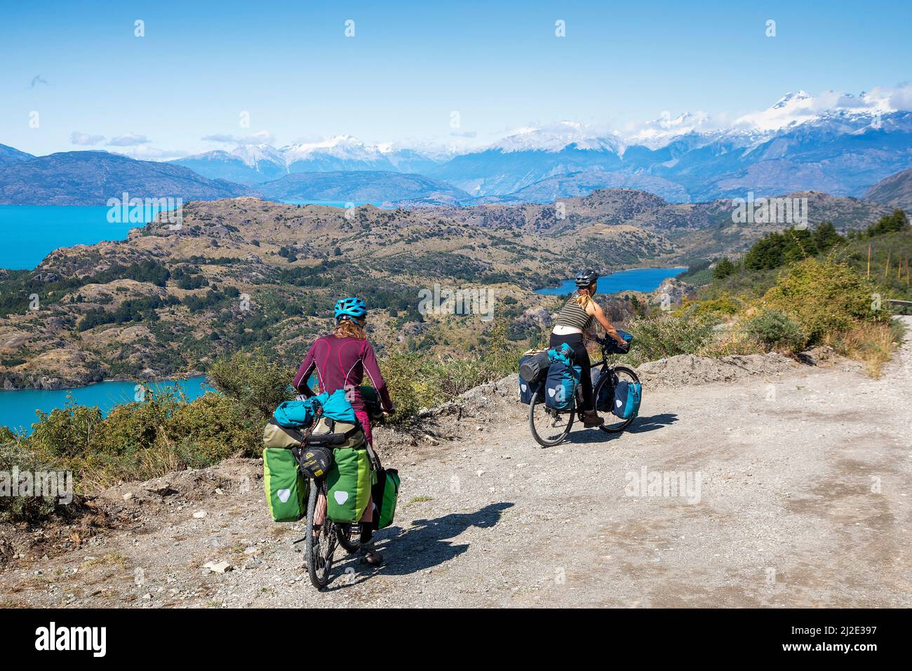Chile 42-2020 - Two german tourists on a bike are riding the Carretera ...