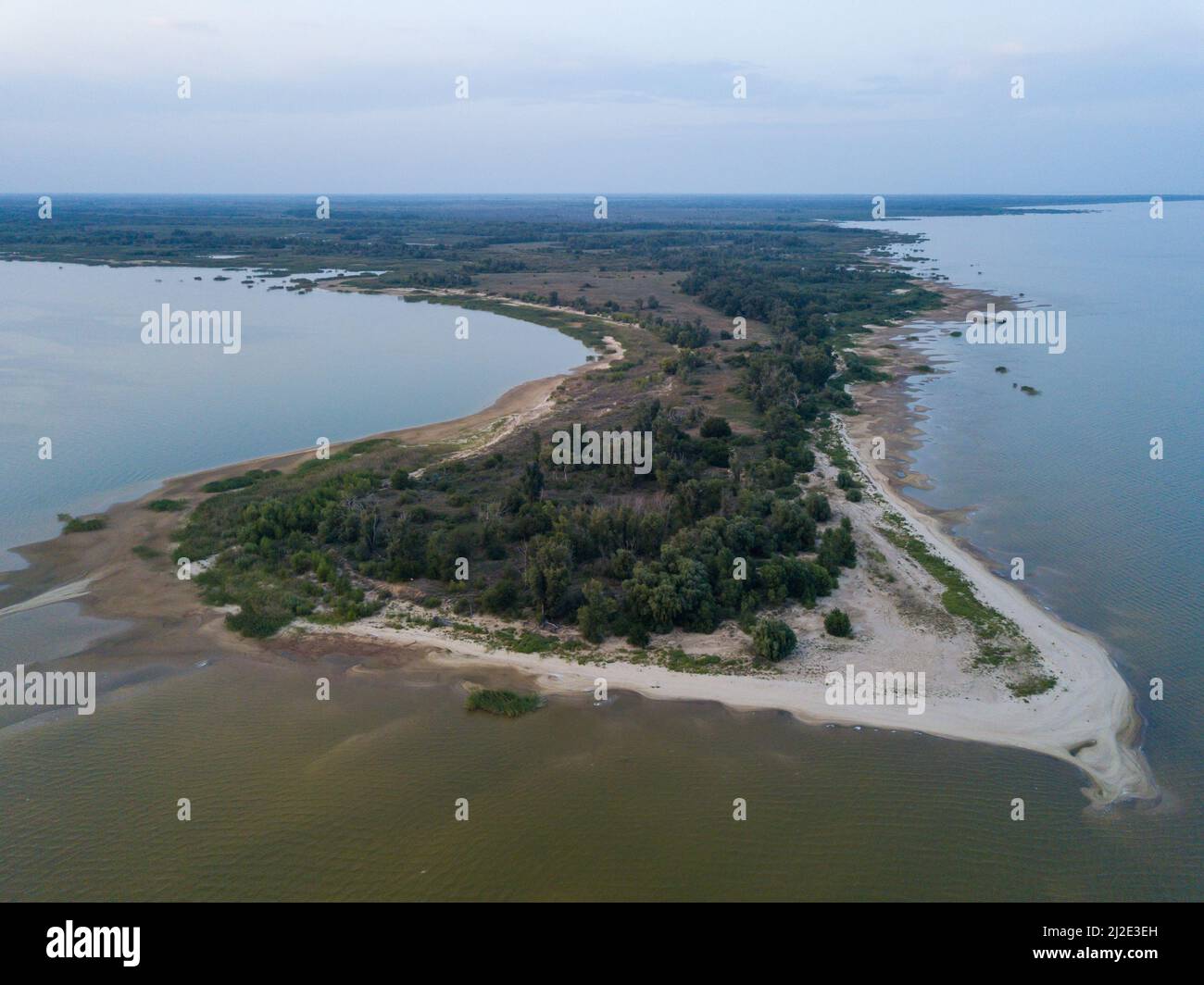 Scenic aerial view of the cape, sandbar or semi island Stock Photo - Alamy