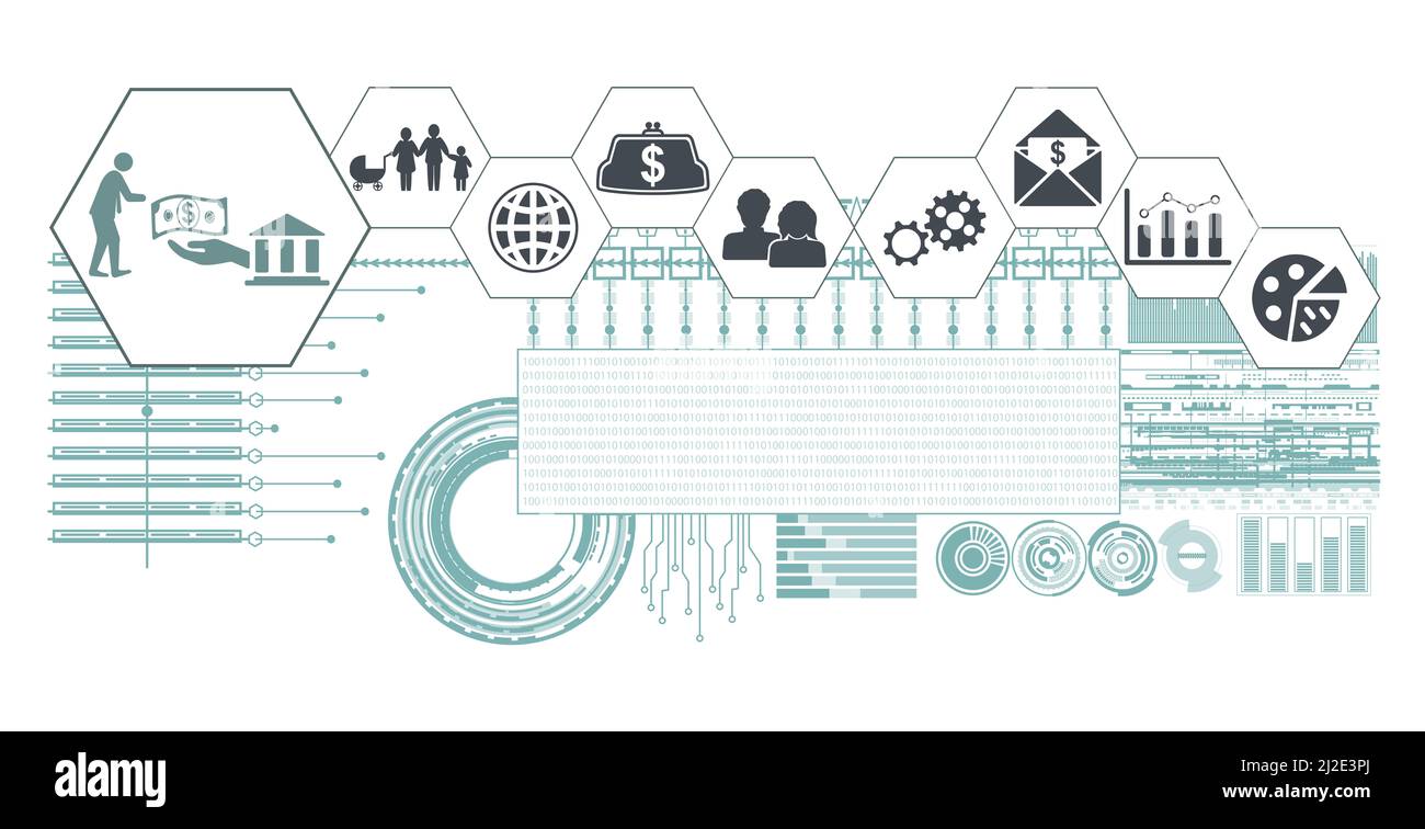 Concept of government aid with connected icons Stock Photo - Alamy