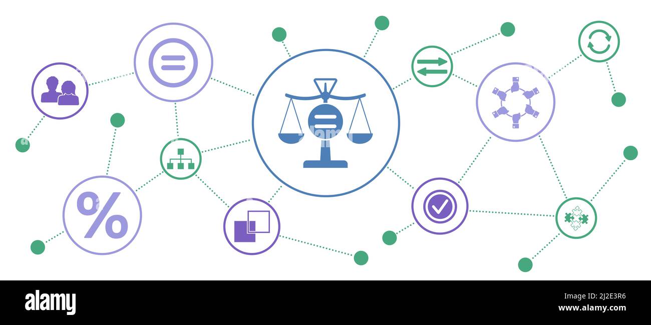 Concept of equality with connected icons Stock Photo - Alamy