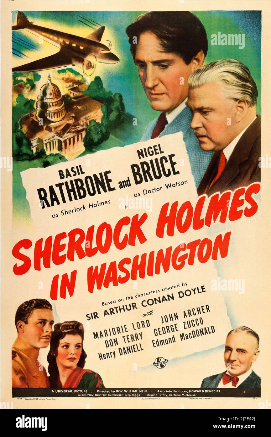 BASIL RATHBONE in SHERLOCK HOLMES IN WASHINGTON (1943), directed by ROY ...