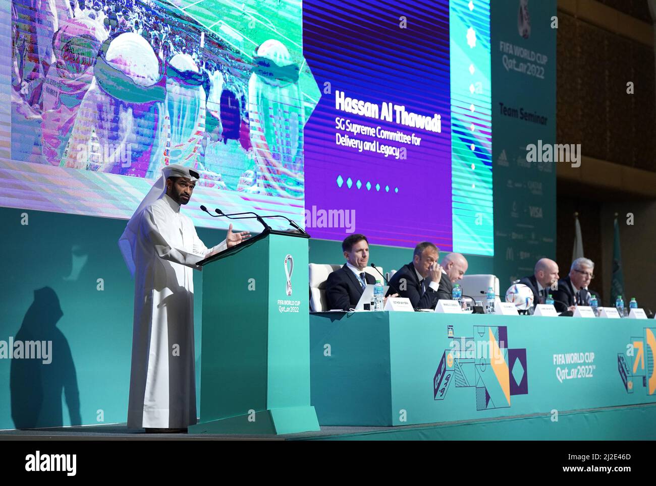Hassan Al Thawadi during a team seminar in Doha, Qatar. Picture date ... Hassan Al Thawadi during a team seminar in Doha, Qatar. Picture date ...