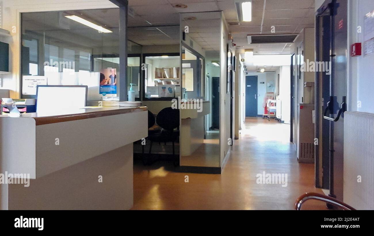 Paris, France, inside French Hospital, Corridor, Infectious Diseases ...