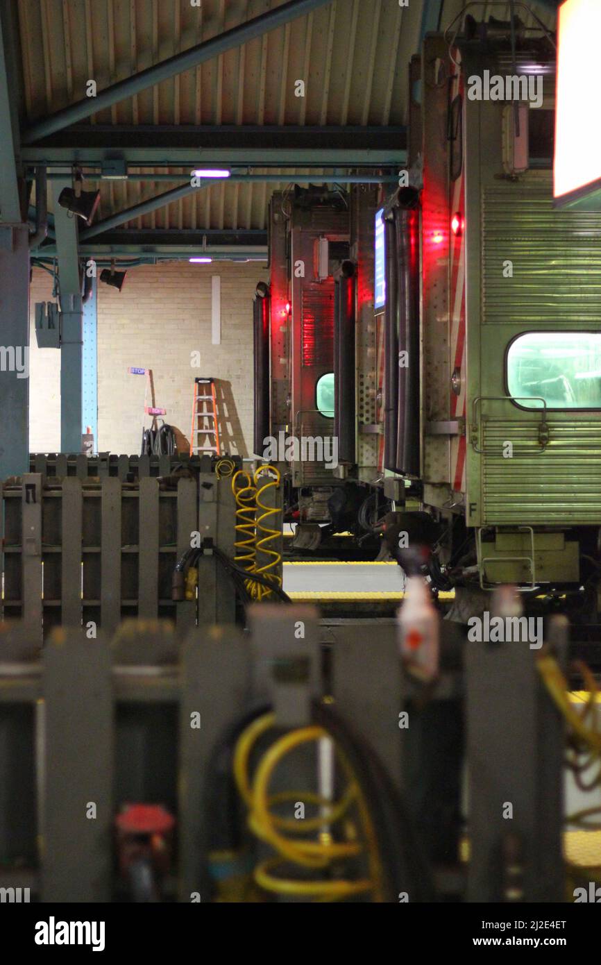 The Metra trains parked at Ogilvie Train Station Stock Photo - Alamy