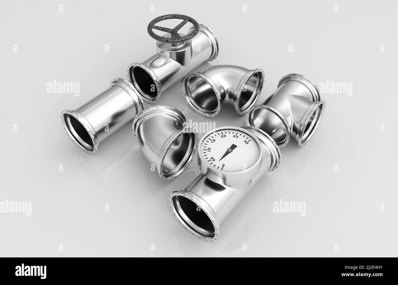 Metal gate valve on light grey background Stock Photo - Alamy