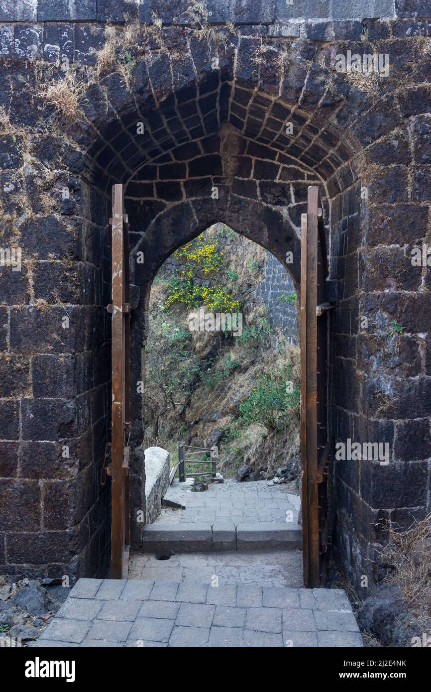 Main Entrance Gate of Fort, Korigad fort, Pune, Maharashtra, India ...