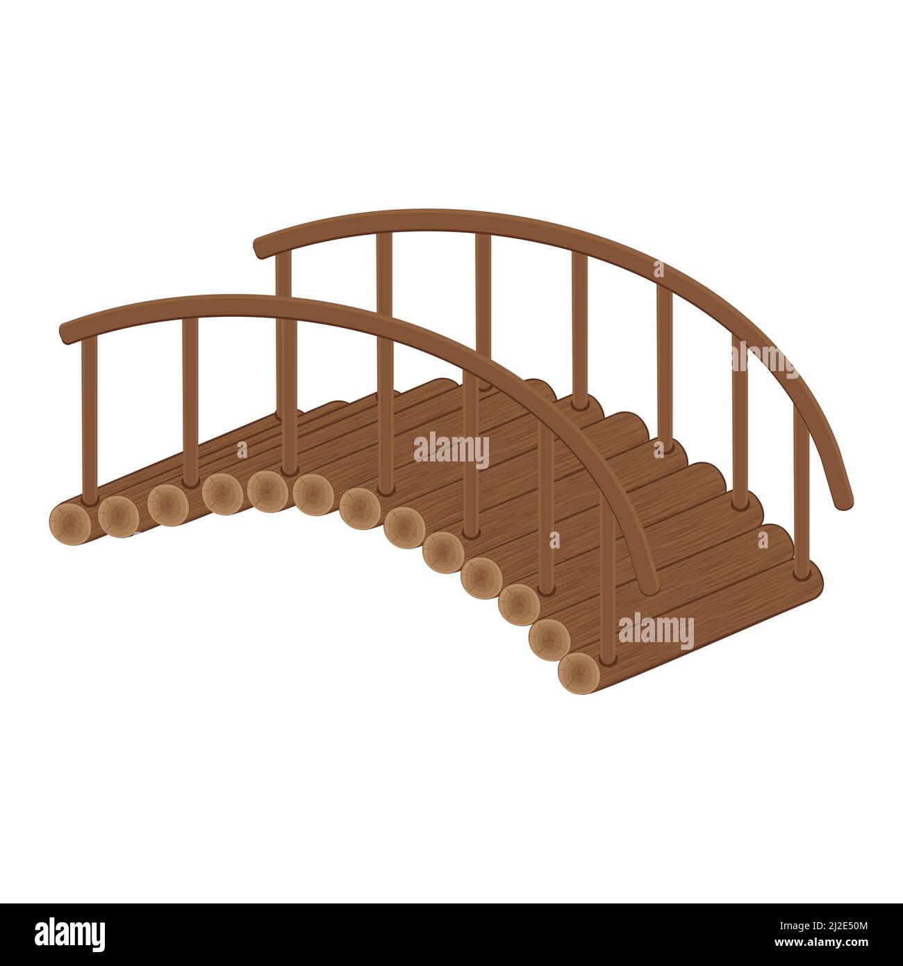 Wooden bridge made of logs, color isolated vector illustration cartoon ...