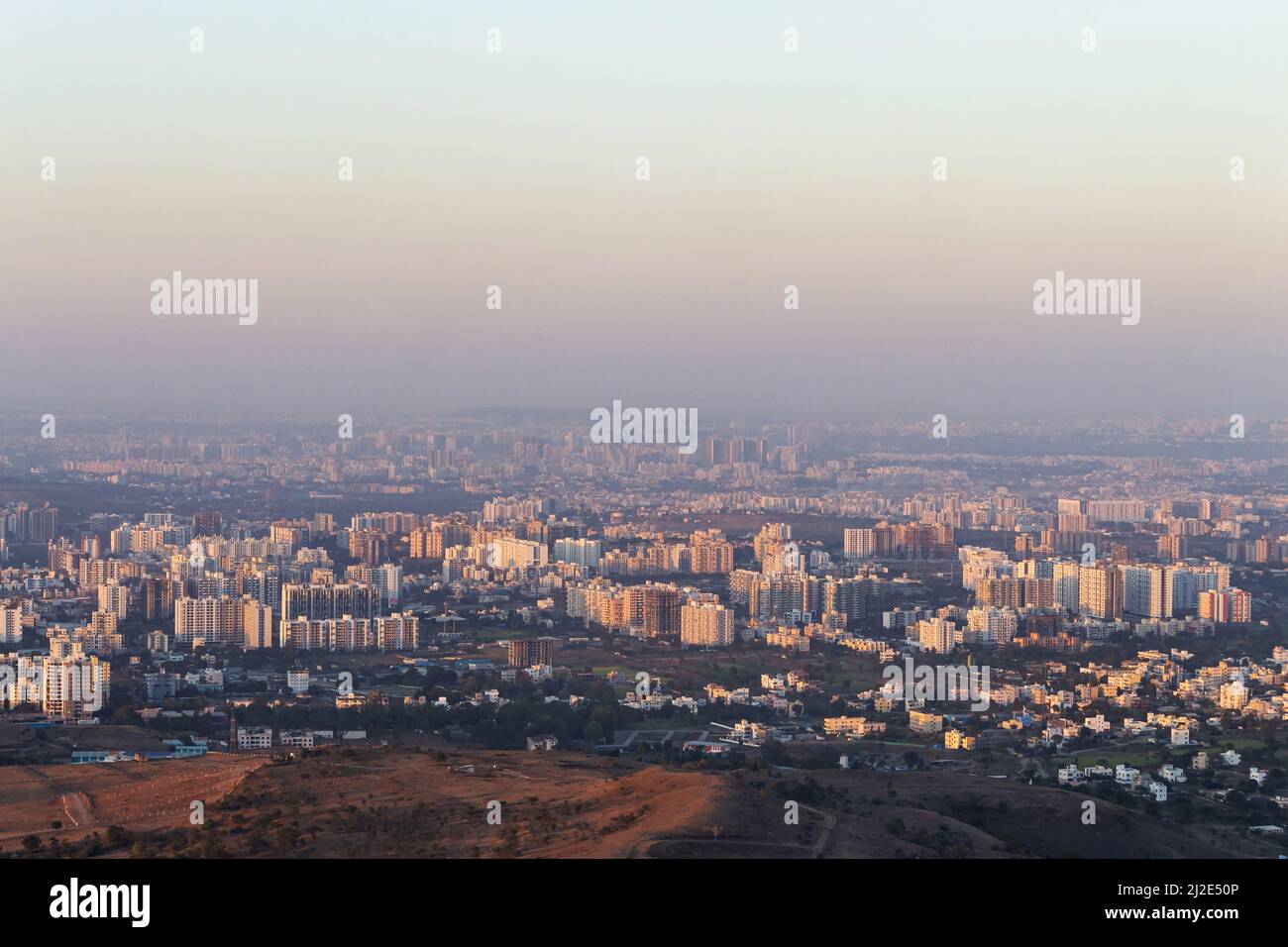 Cityscape of Pune city from Bopdev Ghat, Pune, Maharashtra, India Stock ...