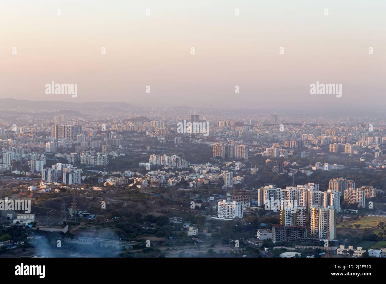 Cityscape of Pune city from Bopdev Ghat, Pune, Maharashtra, India Stock ...