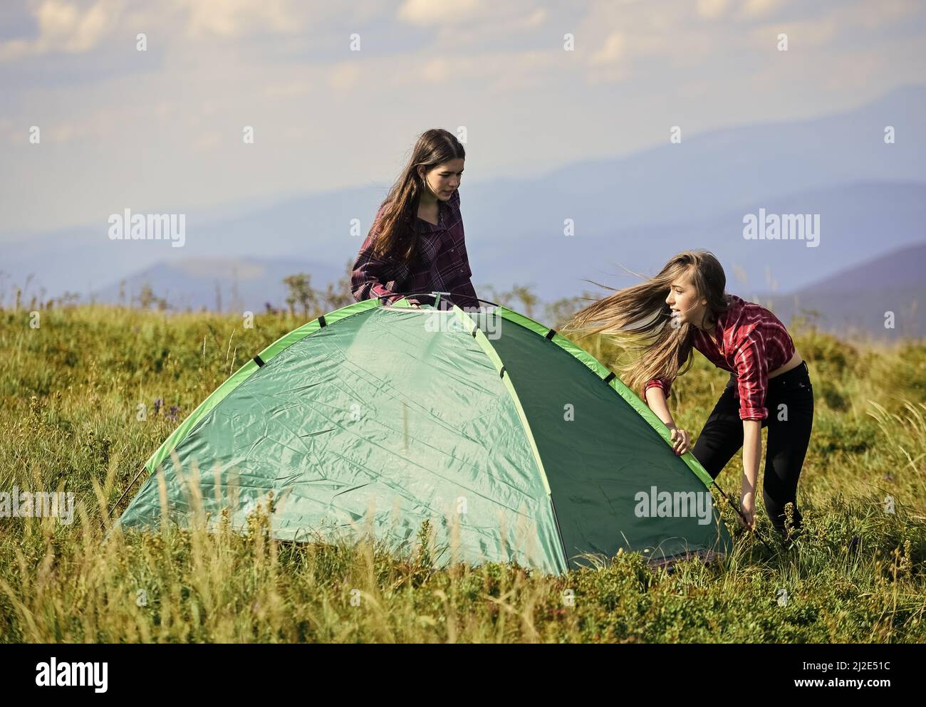 Camping hiking. Teamwork concept. Hiking activity. Helpful to have ...