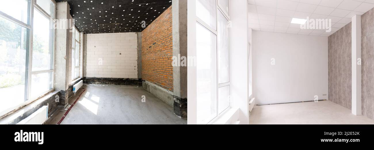 Comparison of a room in an apartment before and after renovation new ...