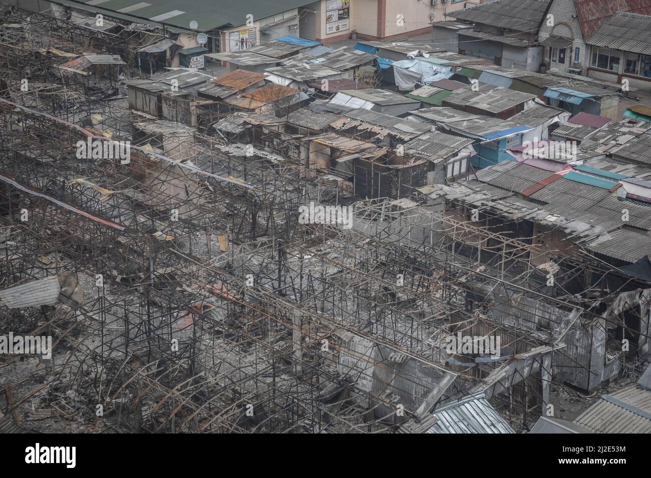 bombed-out market in Irpin, pictured 29.03.2022 (CTK Photo/Vojtech ...