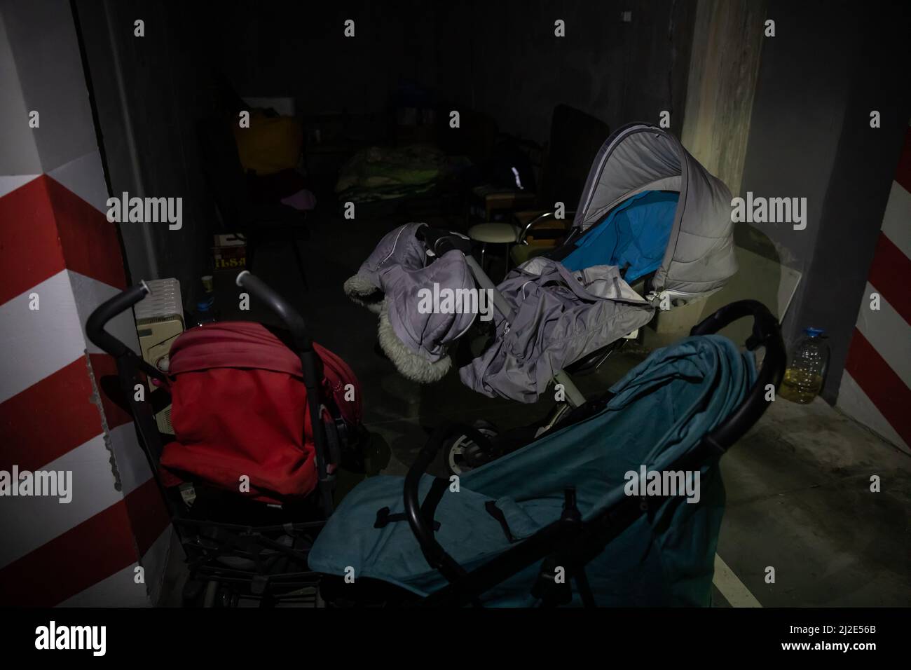 The late garages of a large apartment building, which for several weeks ...