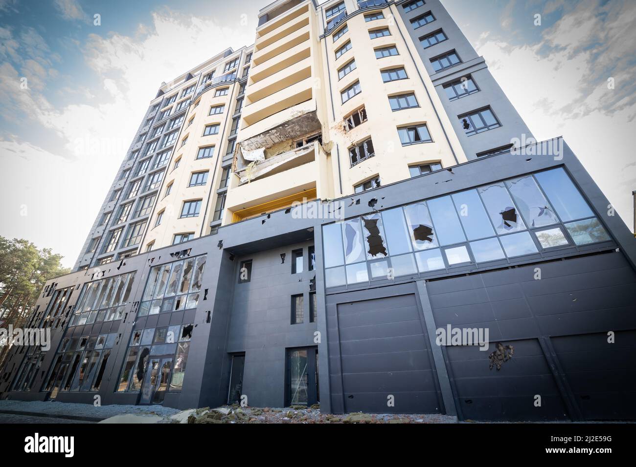 One of many buildings destroyed by bombing in Irpin, pictured 29.03. ...