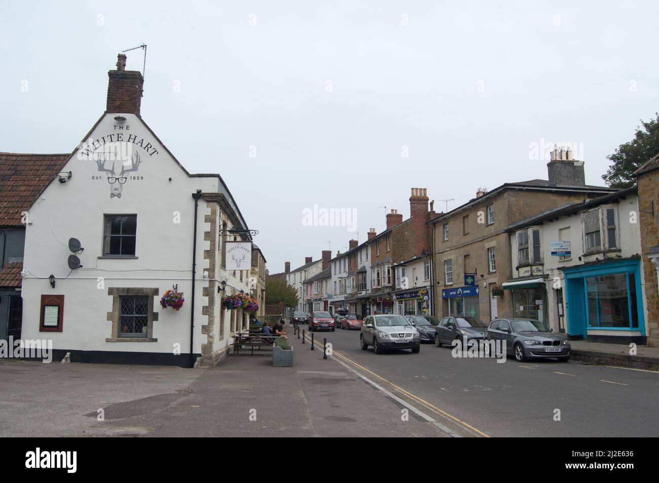 Shops and buildings on High Street, Castle Cary, Somerset, England, UK ...