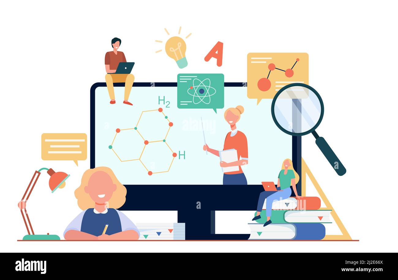 Computer technology students monitor Stock Vector Images - Alamy