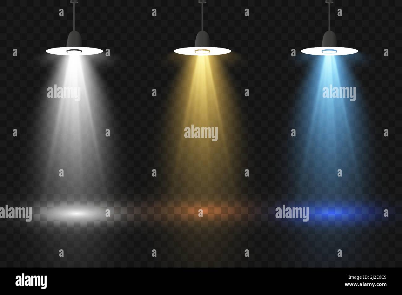 Set of colored spotlights on a transparent background. Bright lighting ...