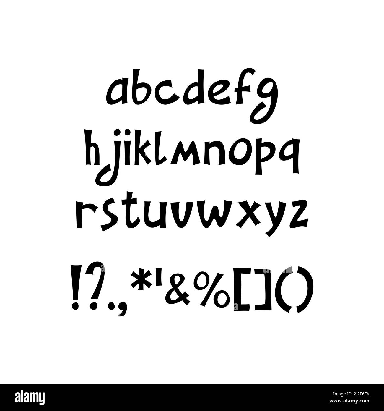 Cartoon lowercase letters isolated on white background, English ...