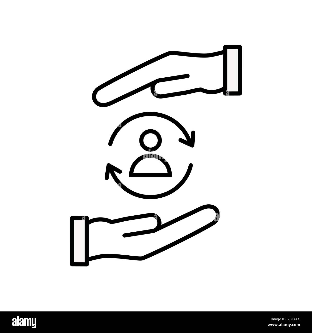 care customer icon, total inclusive service, line symbol on white ...