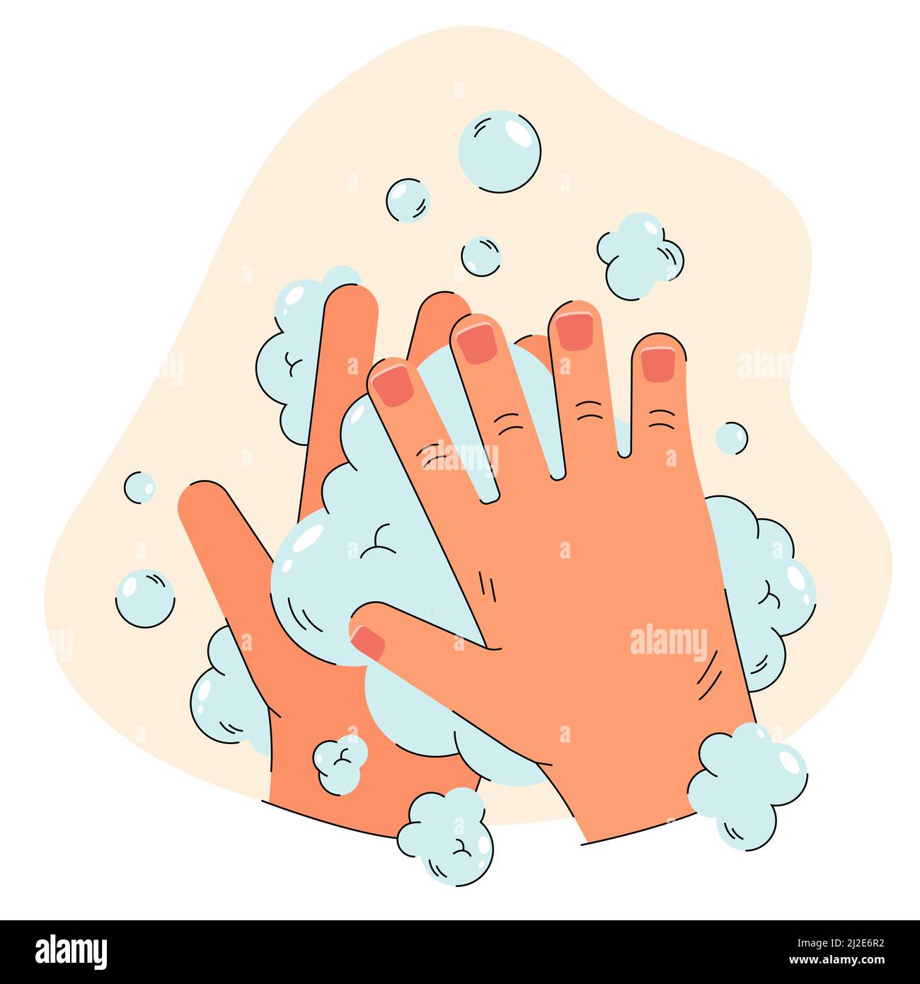 Human hands in soap foam. Person washing hands with gel, practicing ...