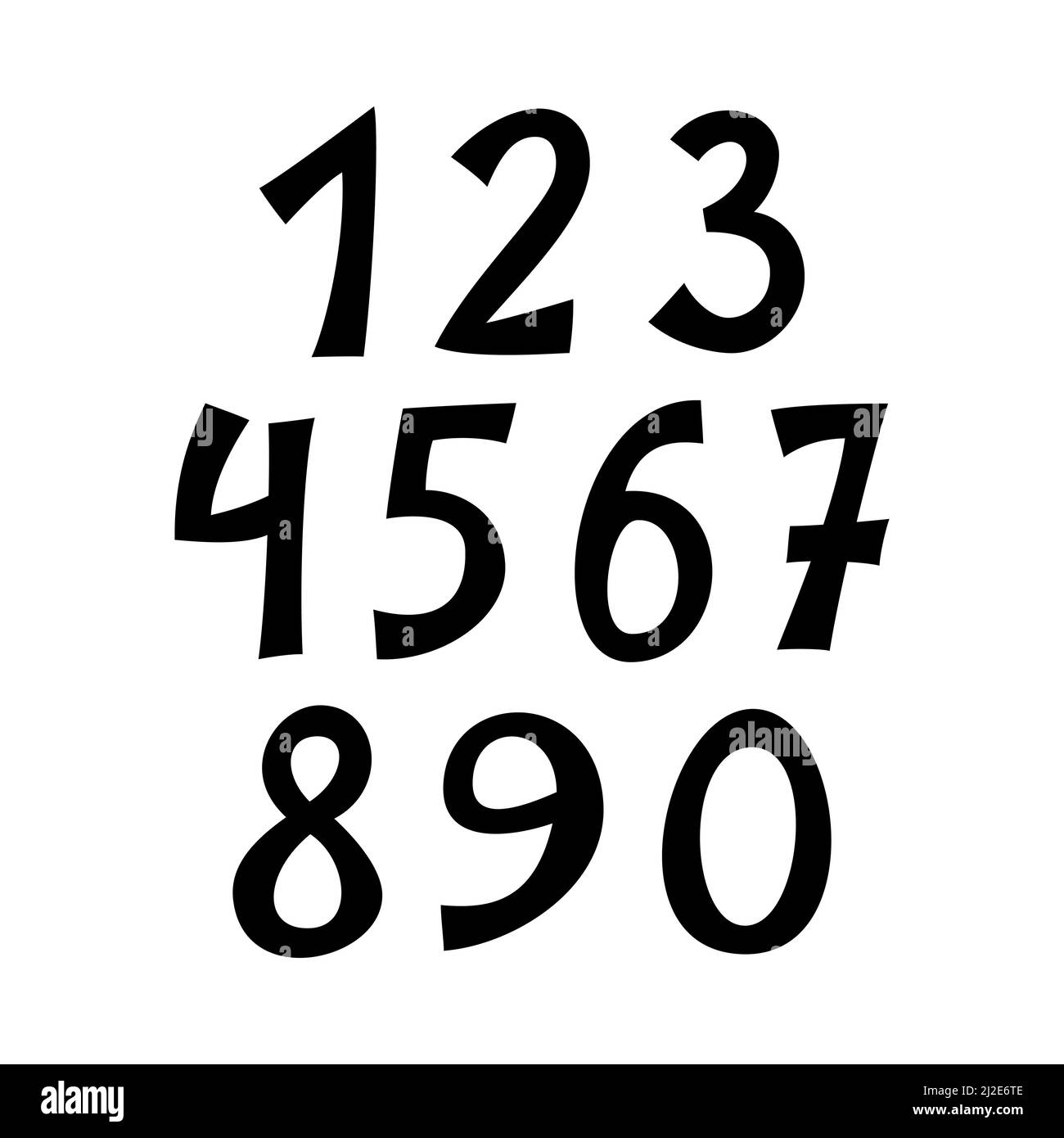 Cartoon black numbers isolated on white background for design and ...