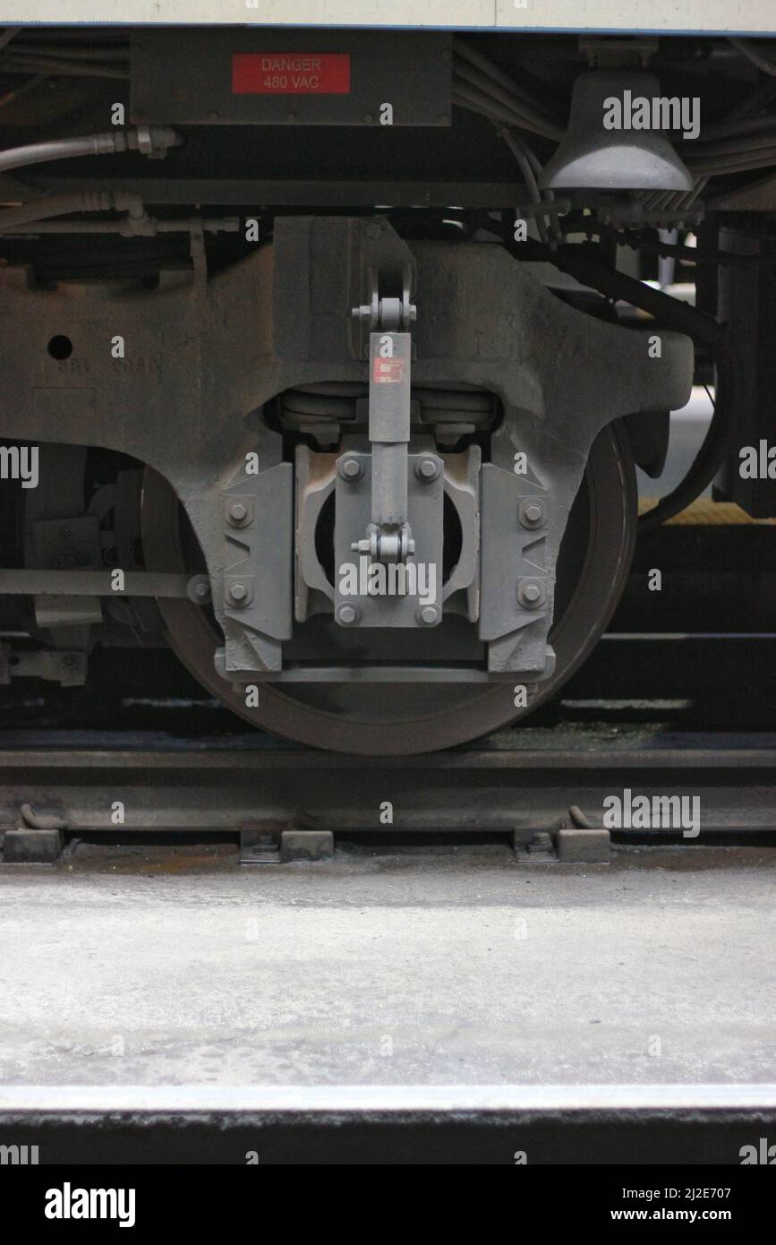 The powerful steel brakes of a train locomotive Stock Photo - Alamy