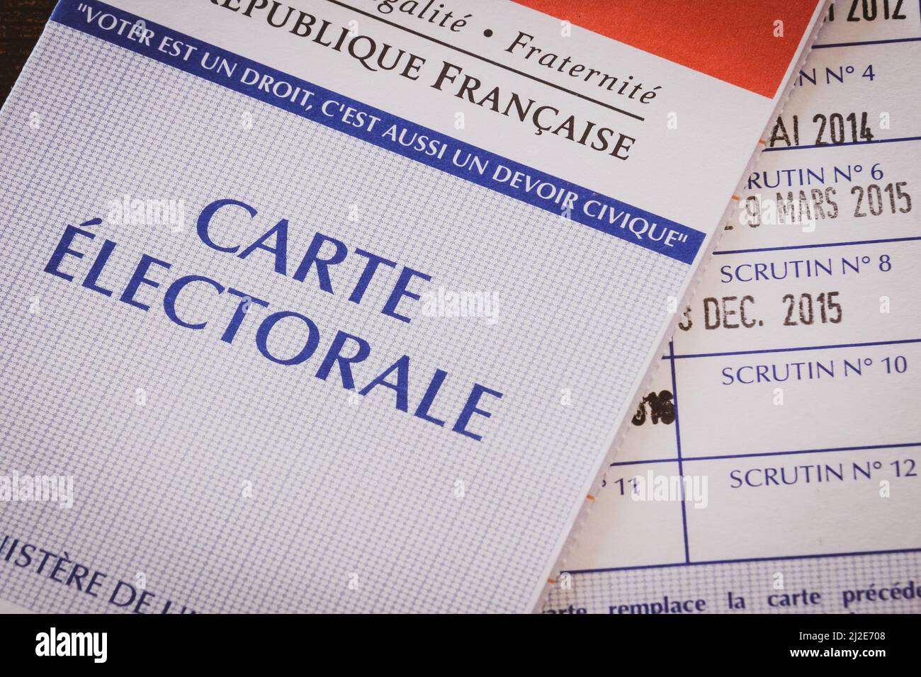 voter card with writing in french electoral card french republic Stock ...