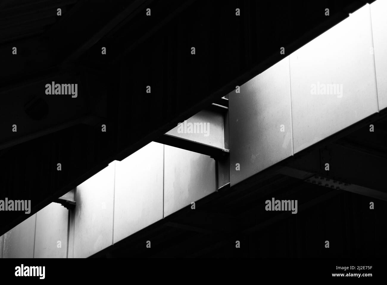 Overhead skylight with a steel connection allowing sunlight into a dark ...