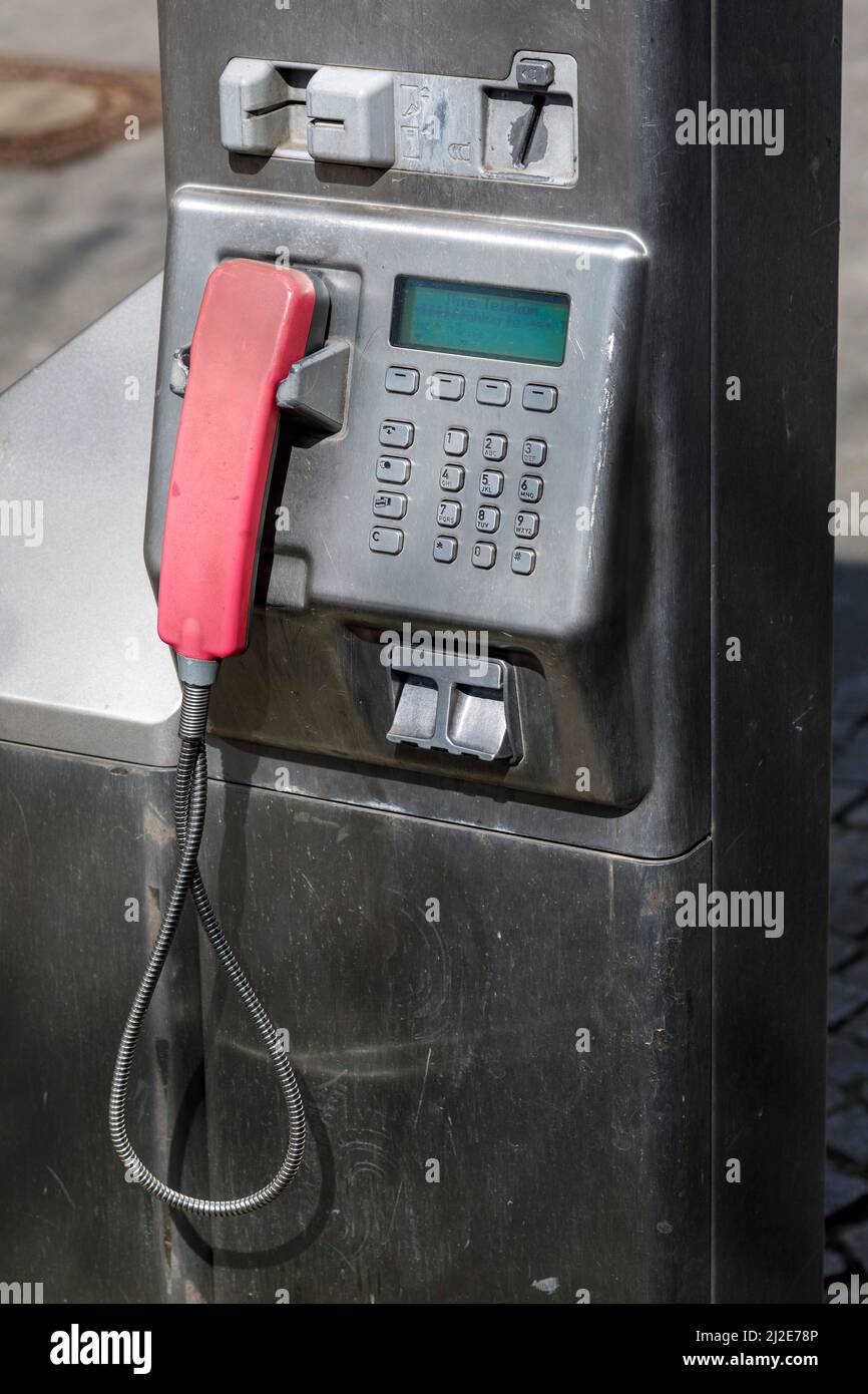 Public pay phone in the pedestrian zone Stock Photo - Alamy