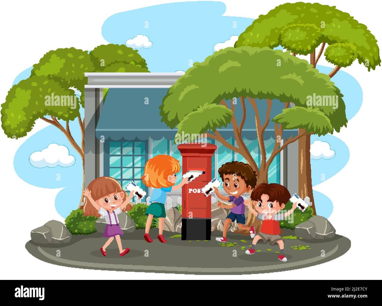 Isolated scene with people cartoon character illustration Stock Vector ...