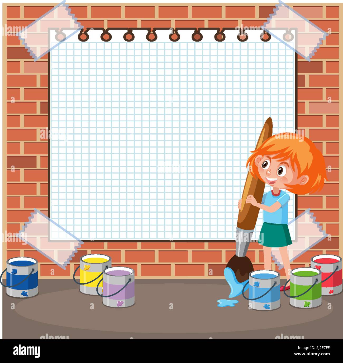Empty board template with children cartoon character illustration Stock ...