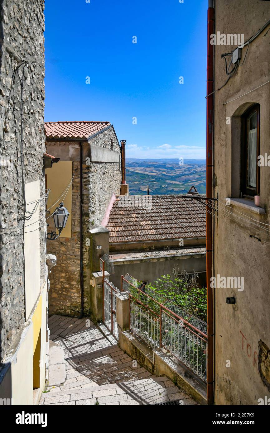 An old street in Torrecuso, an old town in the province of Benevento ...